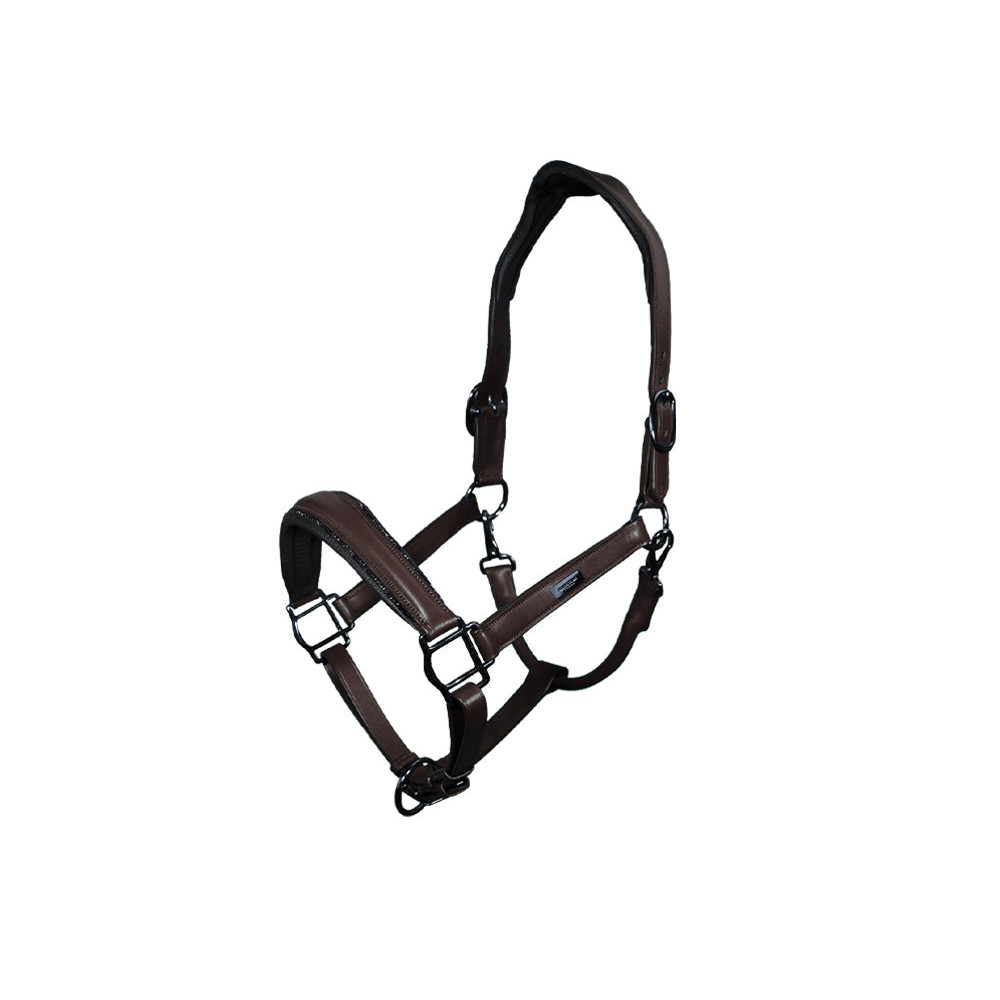Lederen anatomisch halster met glans – Equestrian Stockholm