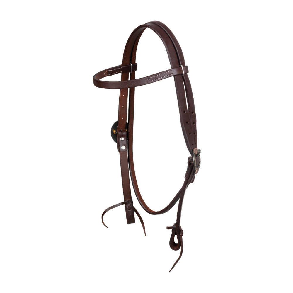 Bridon western équitation cuir Pool’s, boucles silver